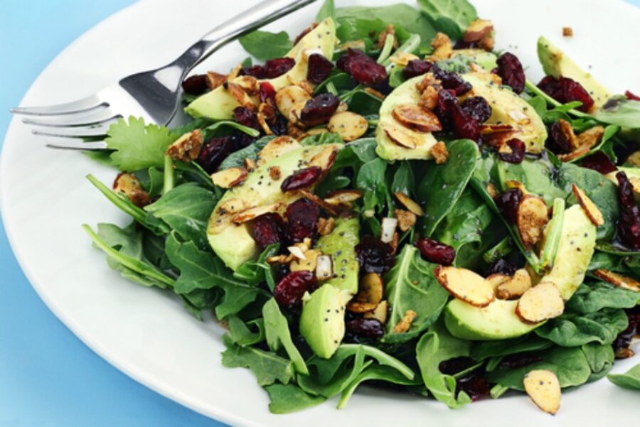 Fresh Rocket, Avocado and Almond Salad with Coriander