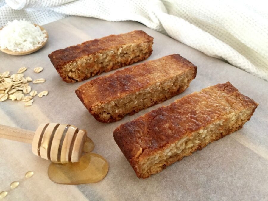 Chewy Coconut And Honey Slice Using Pantry Staples