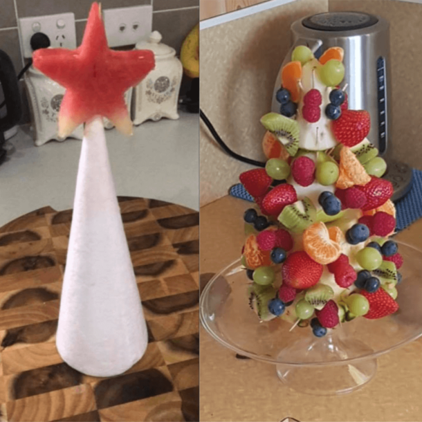 DIY healthy FRUIT CHRISTMAS TREE and WREATH